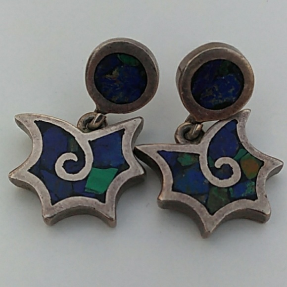 Vintage | Jewelry | 95 Silver Azurite Malachite Inlay Taxco Vintage ...
